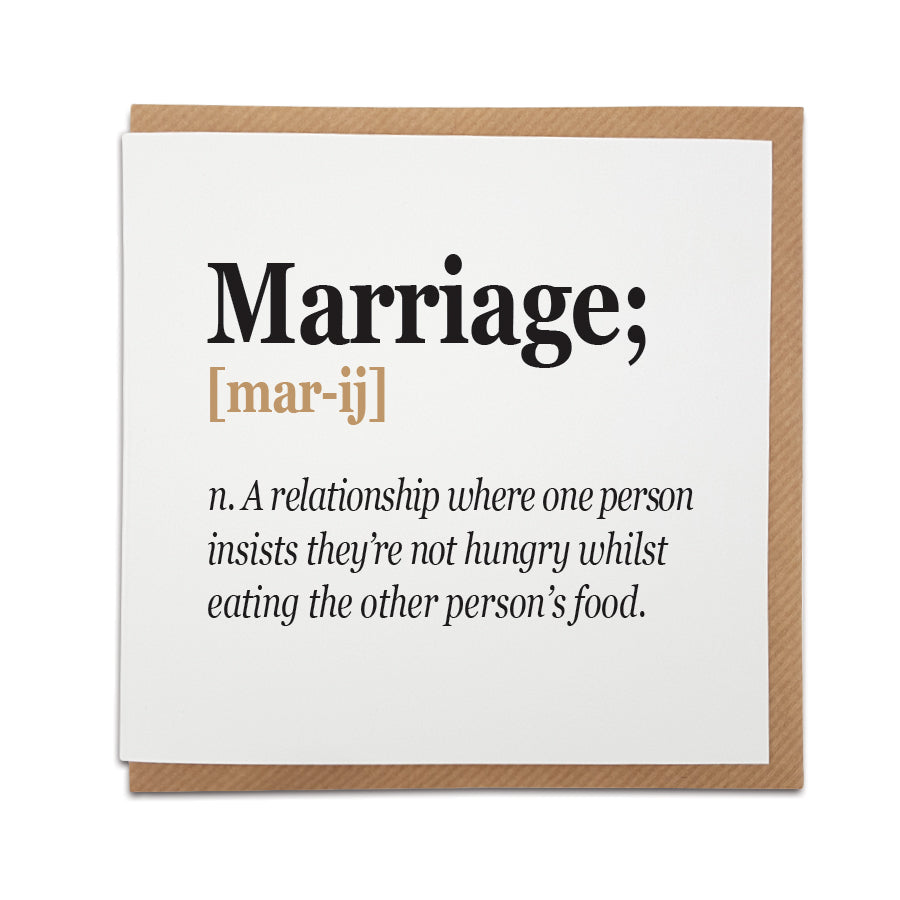 Marriage (Noun) - Wedding / Engagement / anniversary Card – Local Lingo
